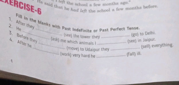 Fill in the blanks with Past Indefinite or | StudyX