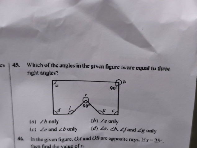 45 Which of the angles in the given figure | StudyX
