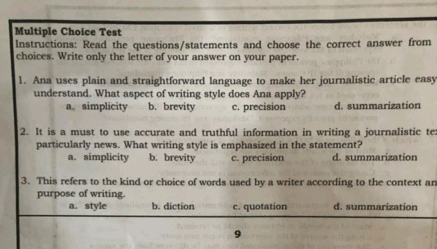 Multiple Choice Test Instructions Read the | StudyX