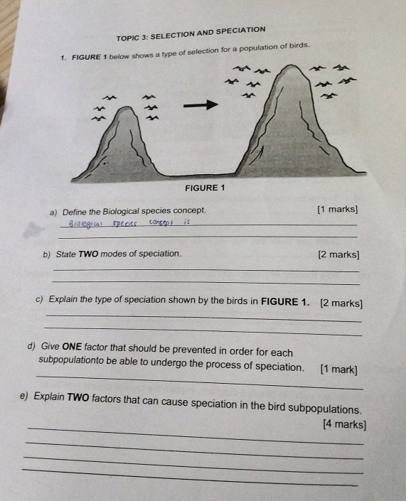 TOPIC 3 SELECTION AND SPECIATION 1 FIGURE 1 | StudyX