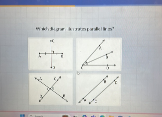 Which diagram illustrates parallel lines | StudyX