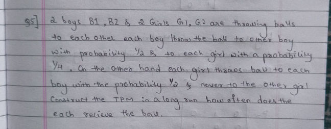 2 boys B1 B2 2 Girls G1 G2 are throwing