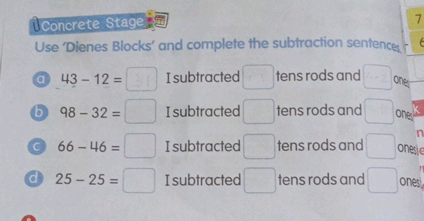 Use Dienes Blocks and complete the | StudyX