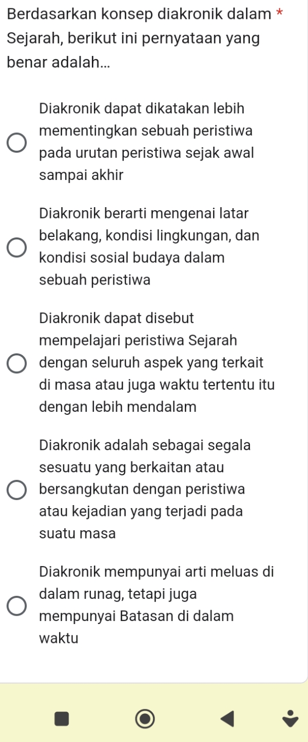 Berdasarkan konsep diakronik dalam Sejarah
