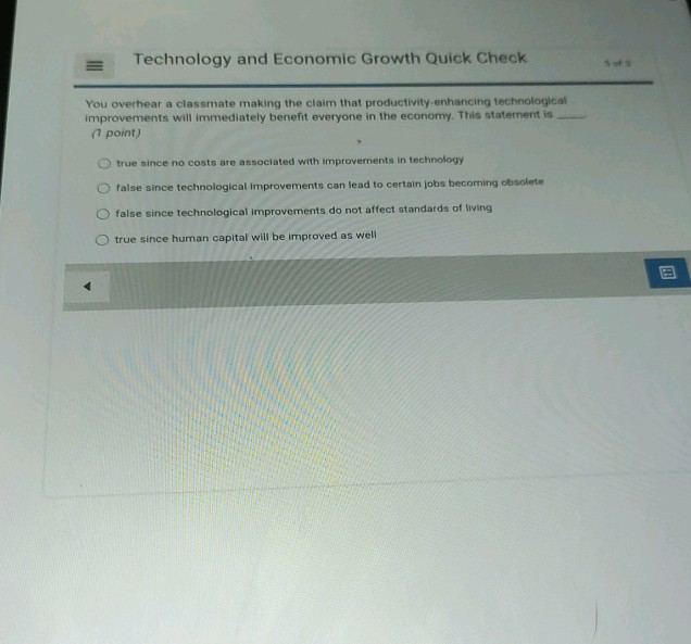 Technology and Economic Growth Quick Check | StudyX