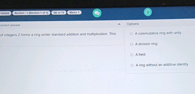 The set of integers Z forms a ring under | StudyX
