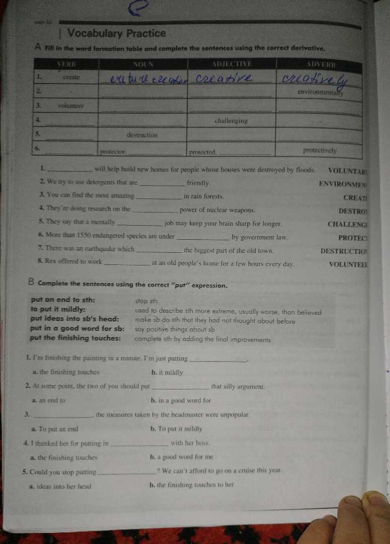 Vocabulary Practice A Fill in the word | StudyX