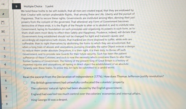 Read the excerpt from the Declaration of | StudyX