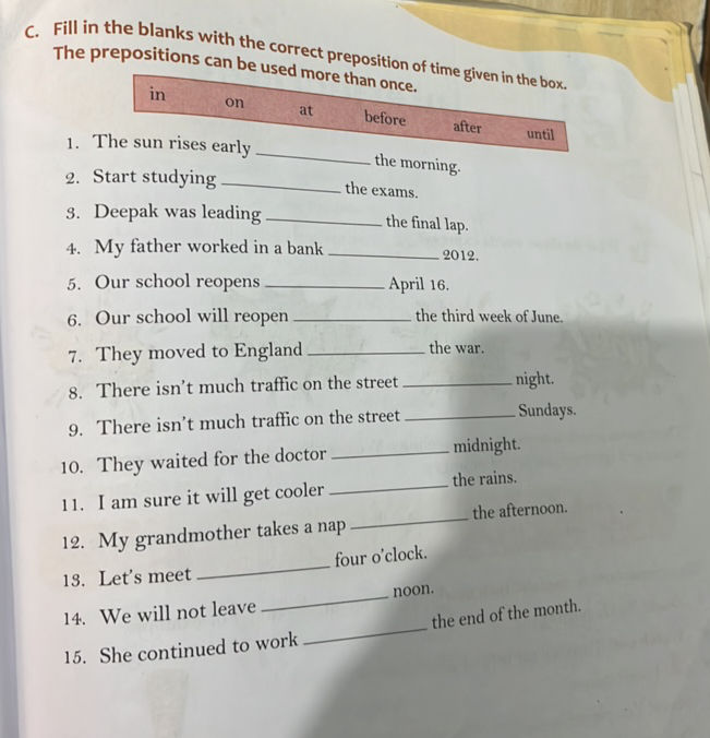 C Fill in the blanks with the correct | StudyX