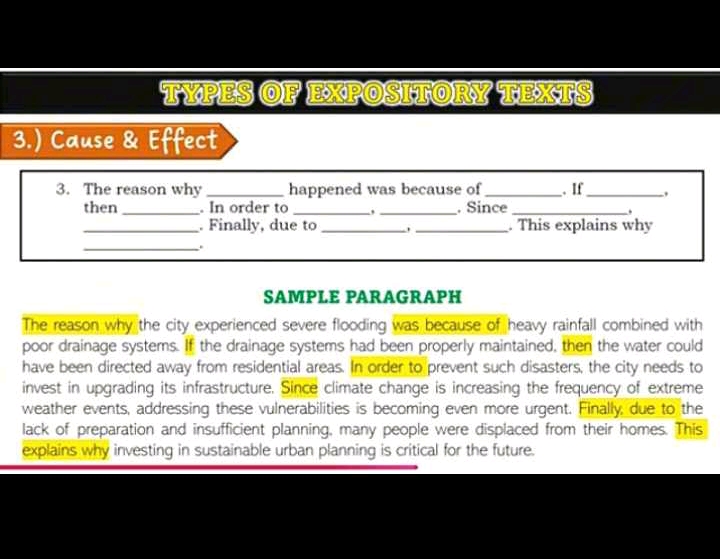 TYPES OF EXPOSITORY TEXTS 3 Cause Effect 3 | StudyX