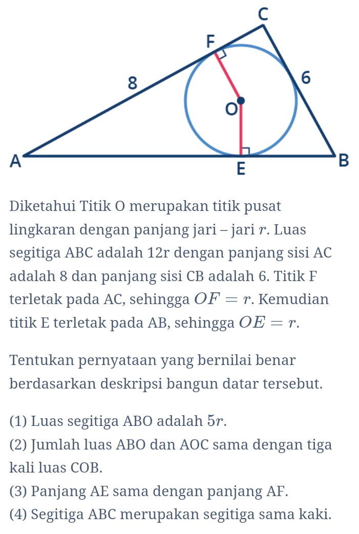 C F 8 6 A B E Diketahui Titik O merupakan | StudyX