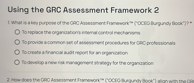 Using the GRC Assessment Framework 2 1 What | StudyX