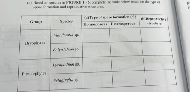 (a) Based on species in FIGURE 1-5 complete | StudyX