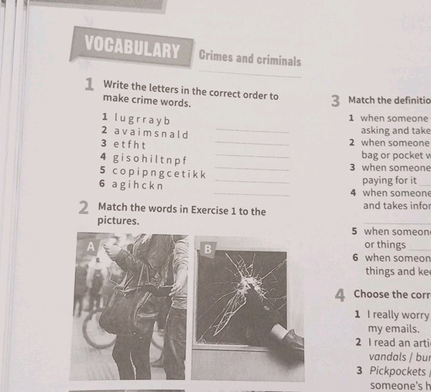 VOCABULARY Crimes and criminals 1 Write the | StudyX