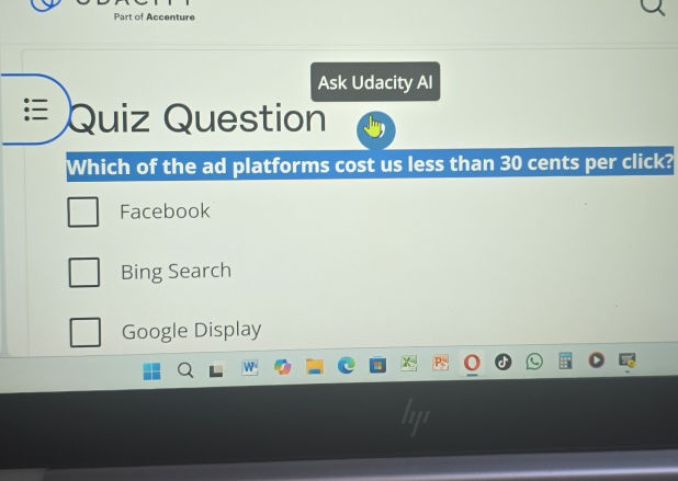 Which of the ad platforms cost us less than | StudyX