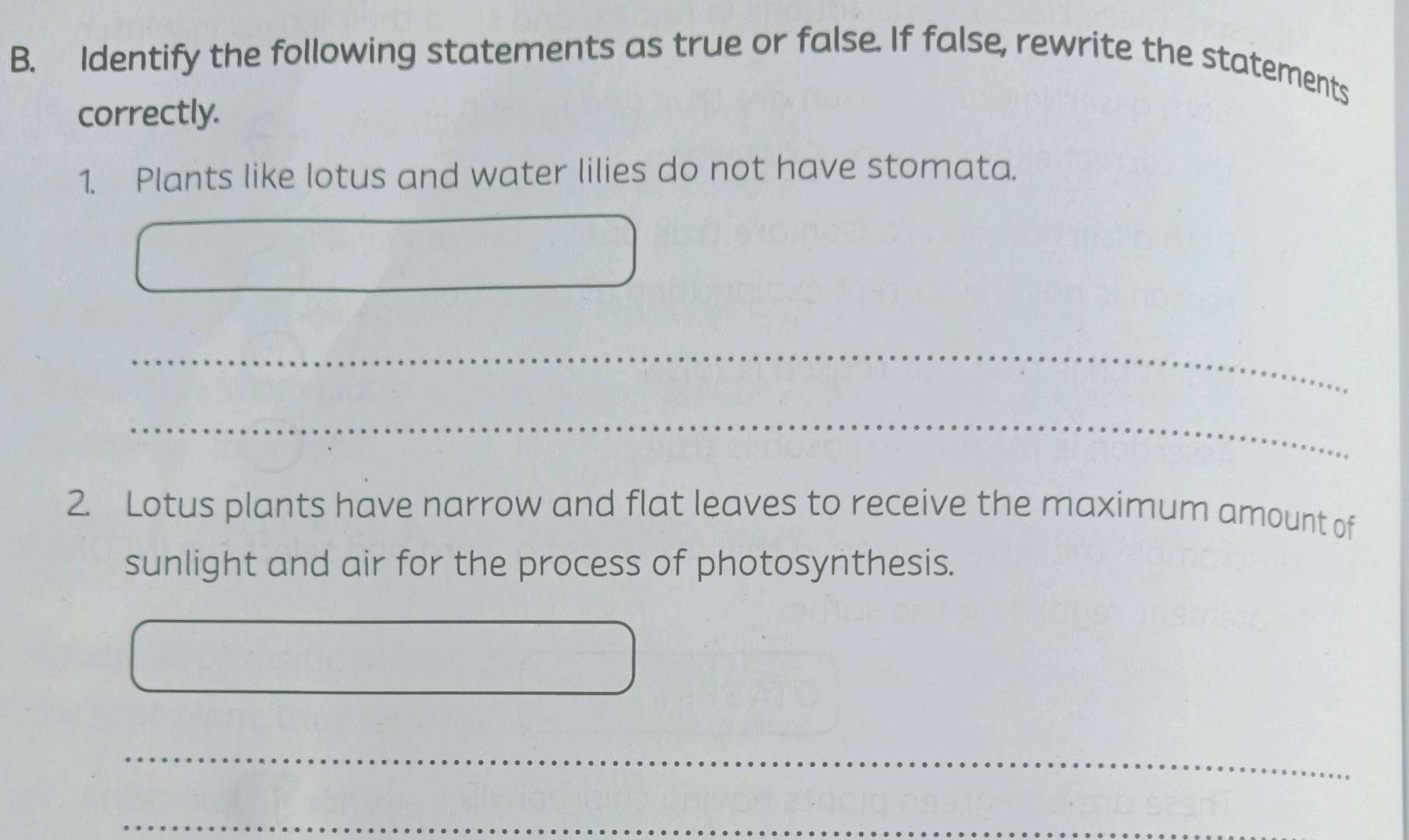 B Identify the following statements as true | StudyX