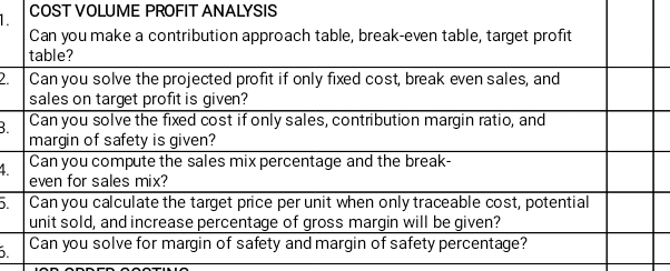 COST VOLUME PROFIT ANALYSIS 1 Can you make a | StudyX