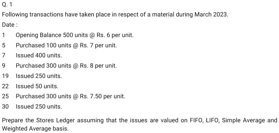Q 1 Following transactions have taken place | StudyX