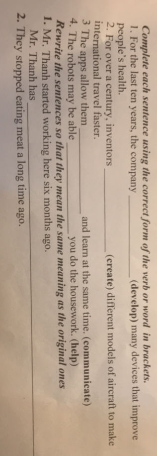 Complete each sentence using the correct | StudyX