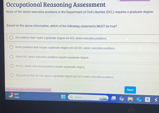 Occupational Reasoning Assessment None of | StudyX