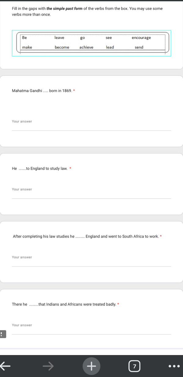 Fill in the gaps with the simple past form | StudyX