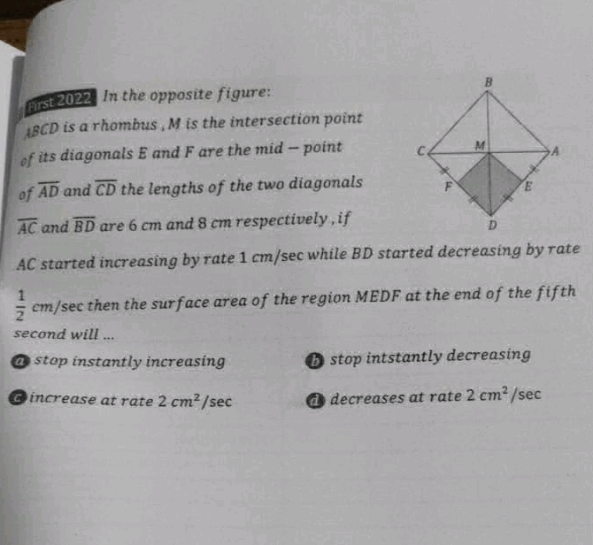In the opposite figure ABCD is a rhombus M | StudyX