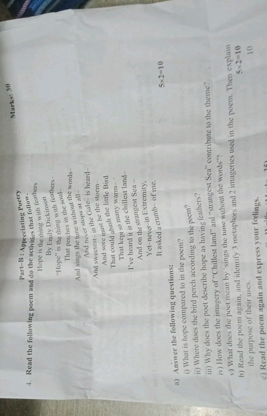 Part-B Appreciating Poetry 4 Read the | StudyX