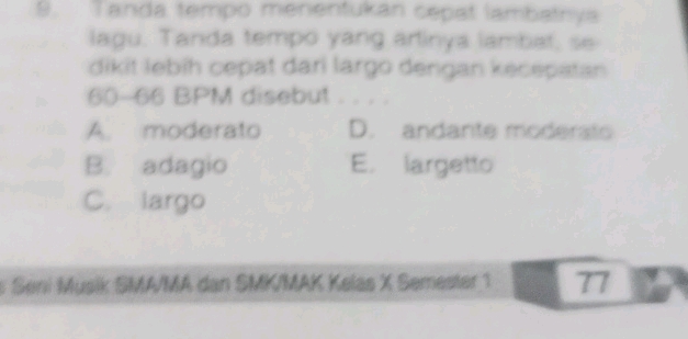 Tanda tempo menentukan cepat lambatnya lagu | StudyX