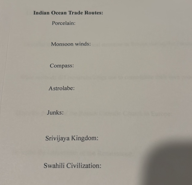Indian Ocean Trade Routes Porcelain Monsoon | StudyX