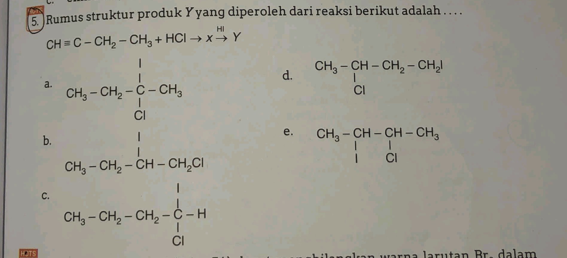 5 Rumus struktur produk Y yang diperoleh | StudyX