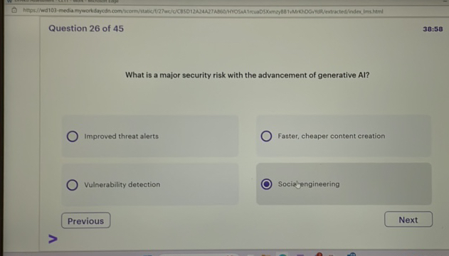 Question 26 of 45 What is a major security | StudyX