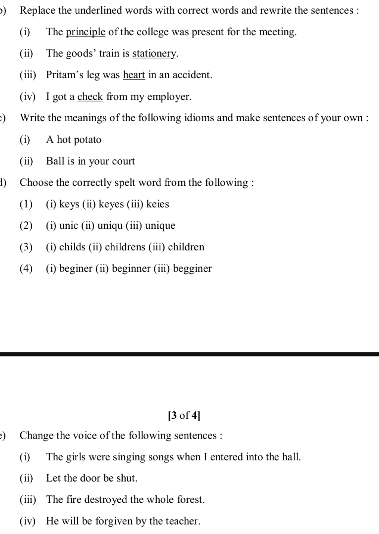 5) Replace the underlined words with correct | StudyX