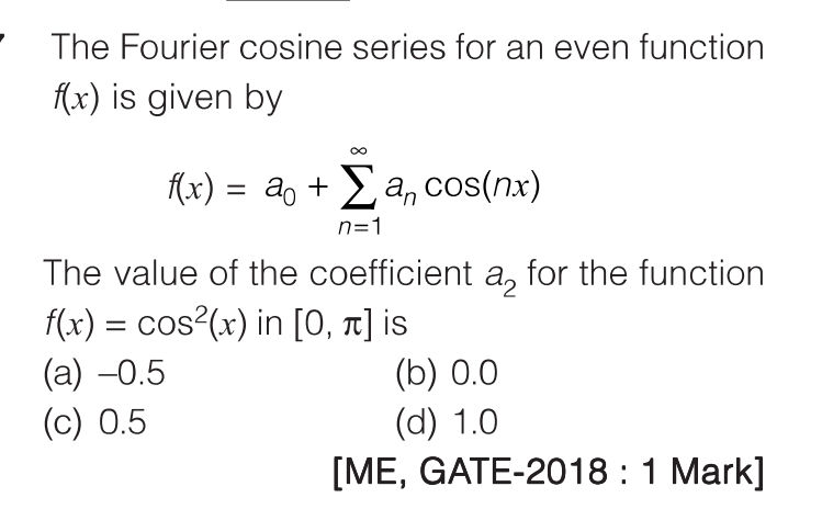 The Fourier cosine series for an even | StudyX