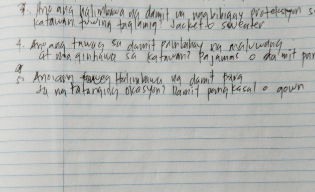 7 Ano ang halimbawa ng damit na nagbibigay