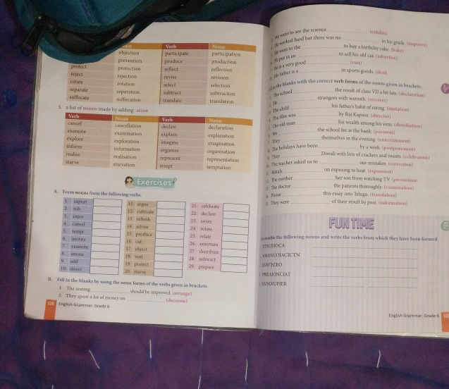 5 a list of nouns made by adding ation Verb | StudyX