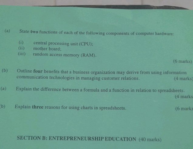 (a) State two functions of each of the | StudyX