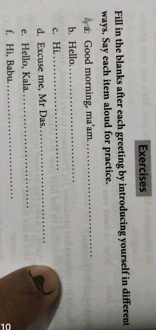 ExercisesFill in the blanks after each | StudyX