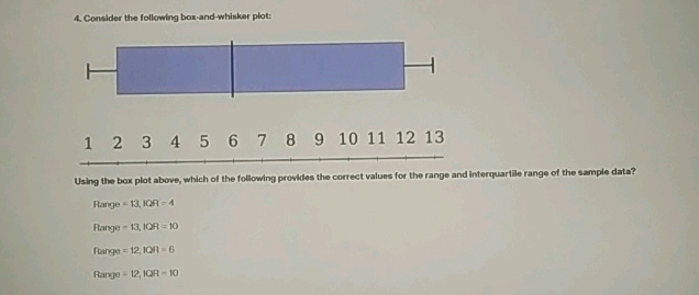 4 Consider the following box-and-whisker | StudyX