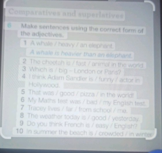 Comparatives and superlatives 6 Make | StudyX