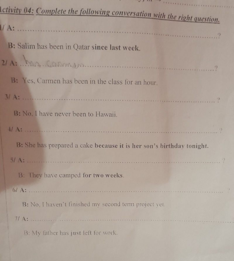 Activity 04 Complete the following | StudyX