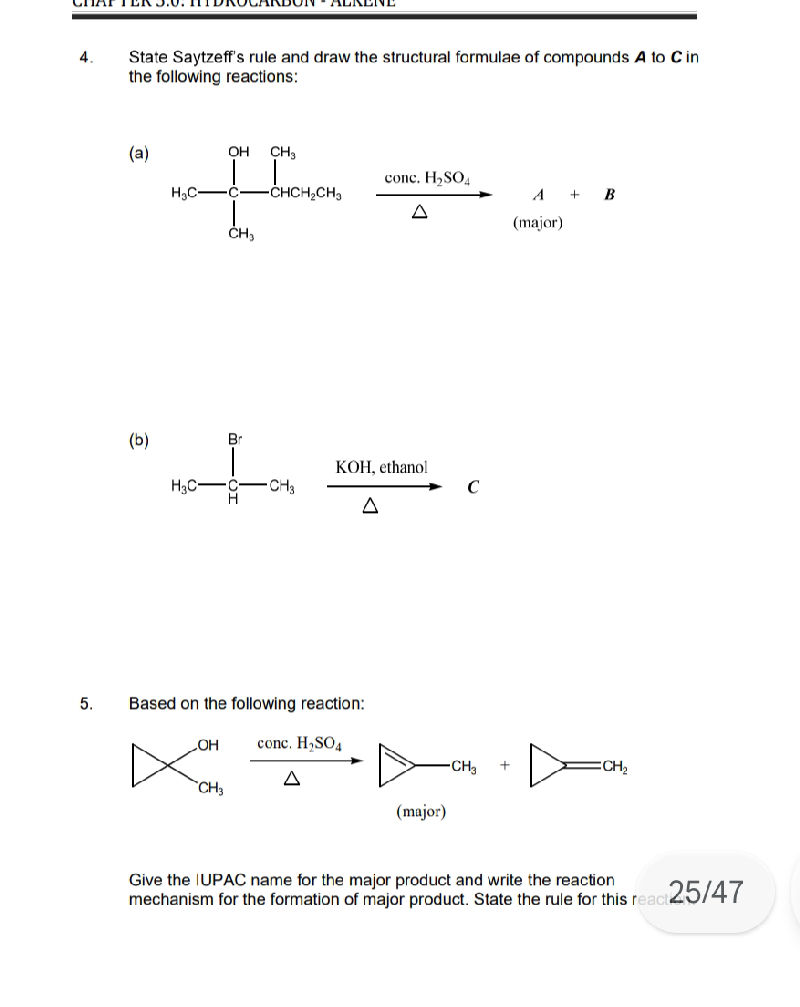 4 State Saytzeffs rule and draw the | StudyX