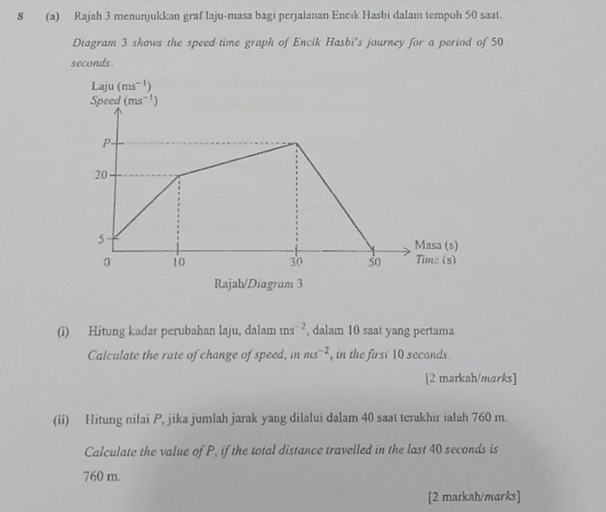 (a) Diagram 3 shows the speed-time graph of | StudyX