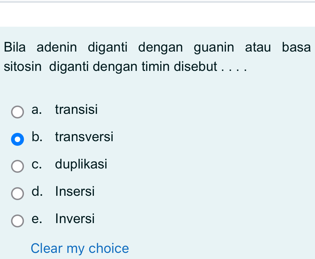 Bila adenin diganti dengan guanin atau basa | StudyX