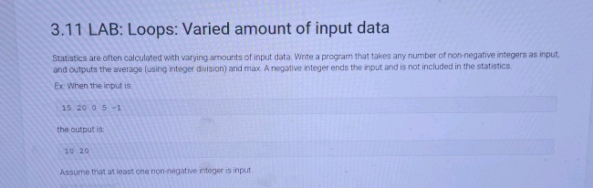 311 LAB Loops Varied amount of input data | StudyX