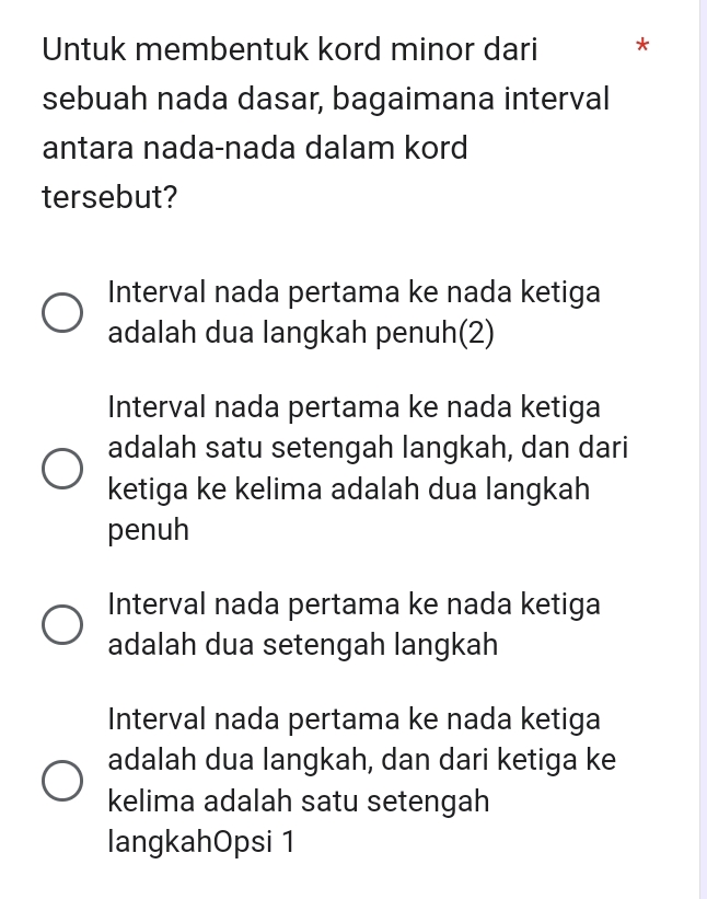 Untuk membentuk kord minor dari sebuah nada | StudyX