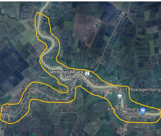 The image shows a map of Muara Gembong with | StudyX