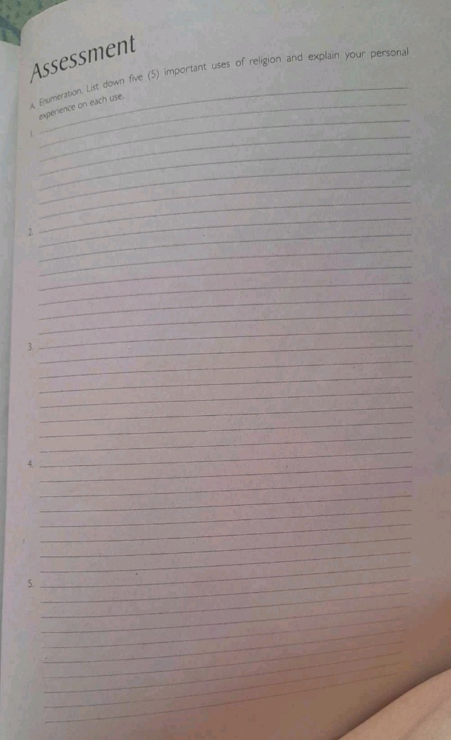 Assessment A Enumeration List down five (5) | StudyX