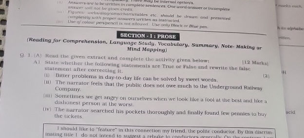 91 (A) Read the given extract and complete | StudyX