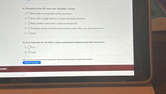 9) Examples of the PSS work skill | StudyX