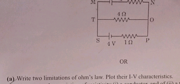 (a) Write two limitations of ohms law Plot | StudyX